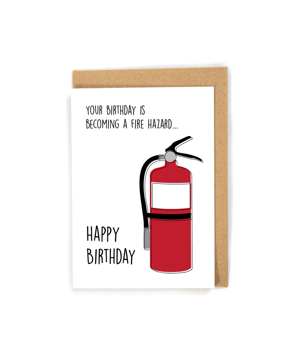 Funny fire extinguisher birthday card with free shipping – DensenDesign